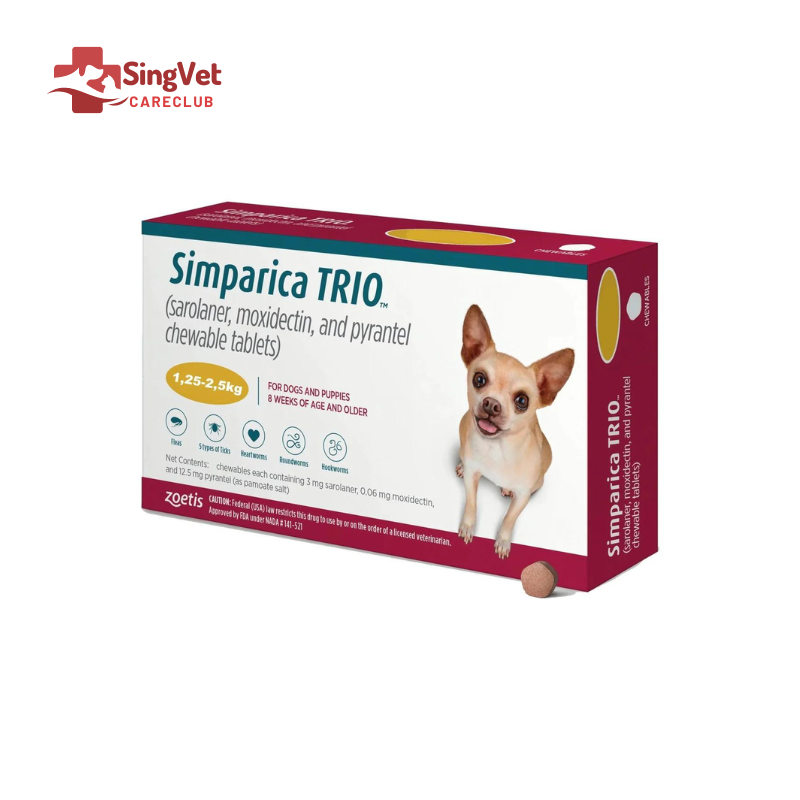 Simparica Trio Tablet Gold (1.25 to 2.5kg) - Box of 3 – SingVet Animal ...