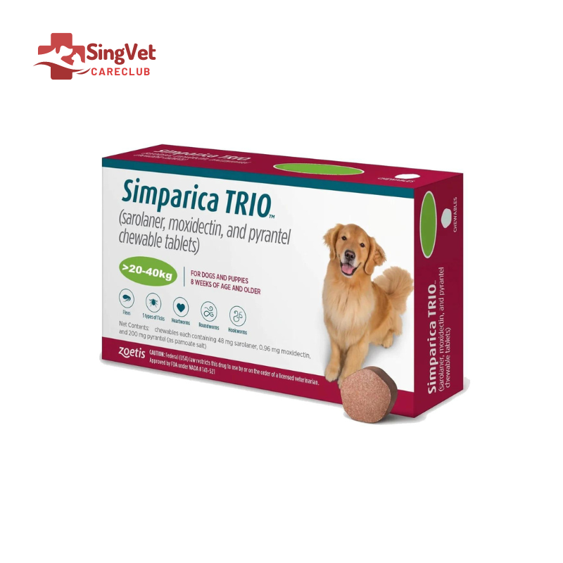 Simparica Trio Tablet Green (20.1 to 40kg) - Box of 3 – SingVet Animal ...